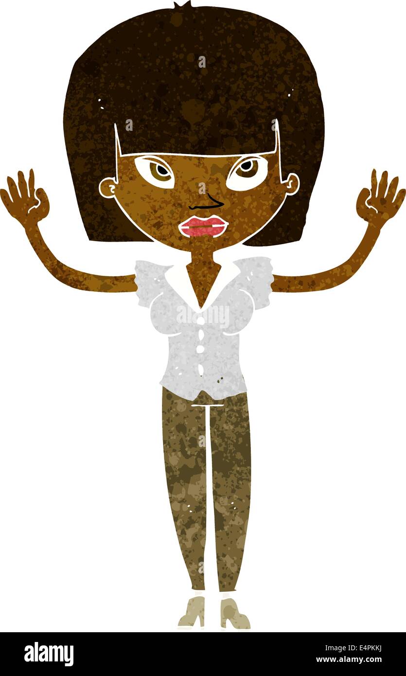 cartoon woman with raised hands Stock Vector Image & Art - Alamy