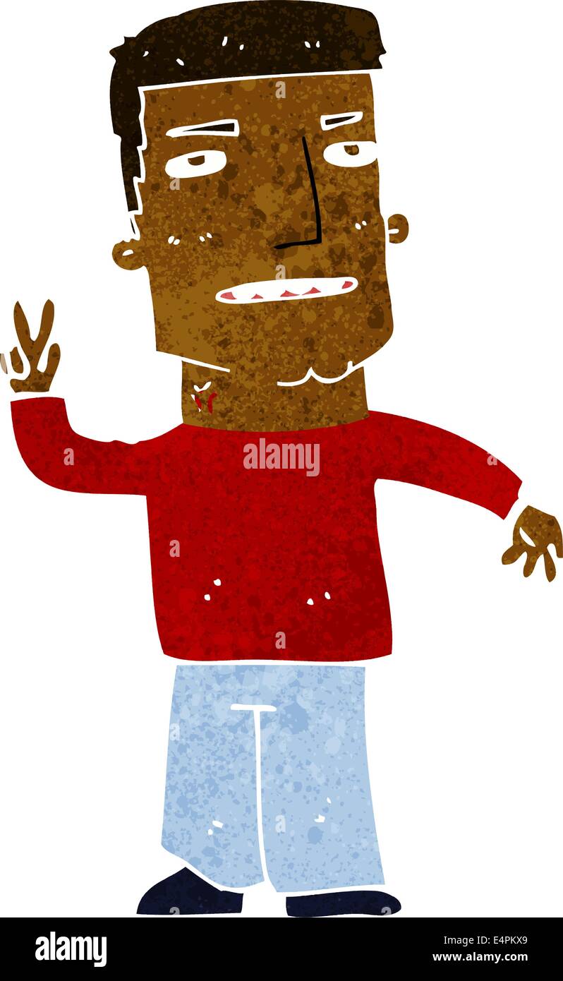 cartoon man giving peace sign Stock Vector Image & Art - Alamy