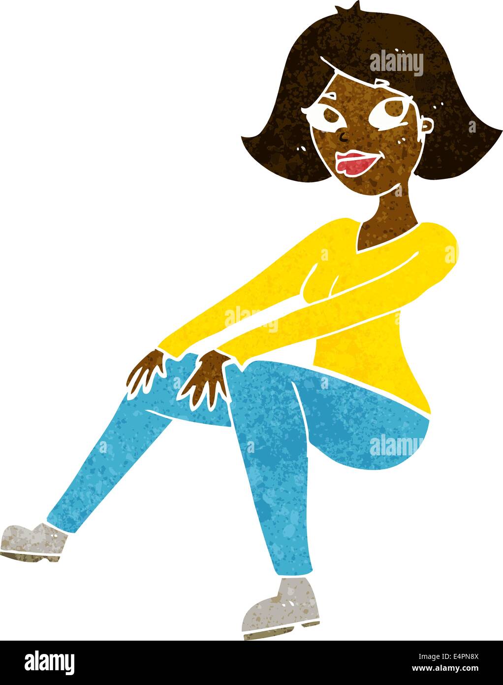 cartoon happy woman sitting Stock Vector Image & Art - Alamy