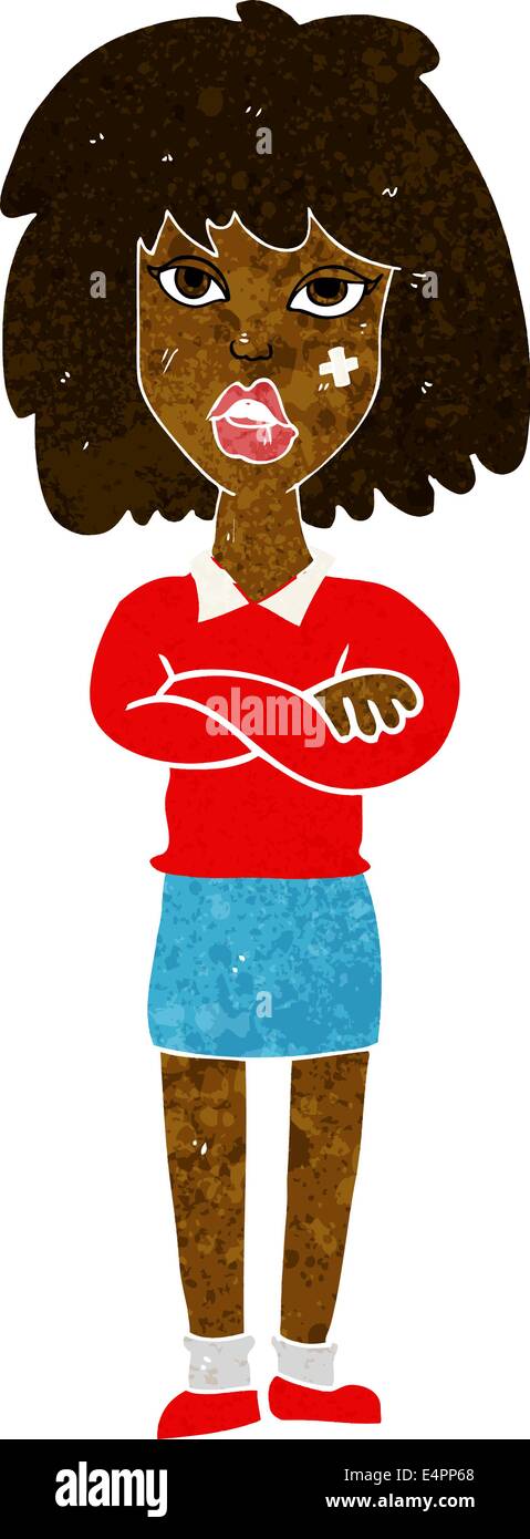 cartoon tough woman with folded arms Stock Vector Image & Art - Alamy