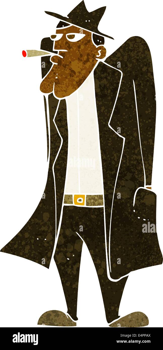 cartoon man in hat and trench coat Stock Vector Image & Art - Alamy