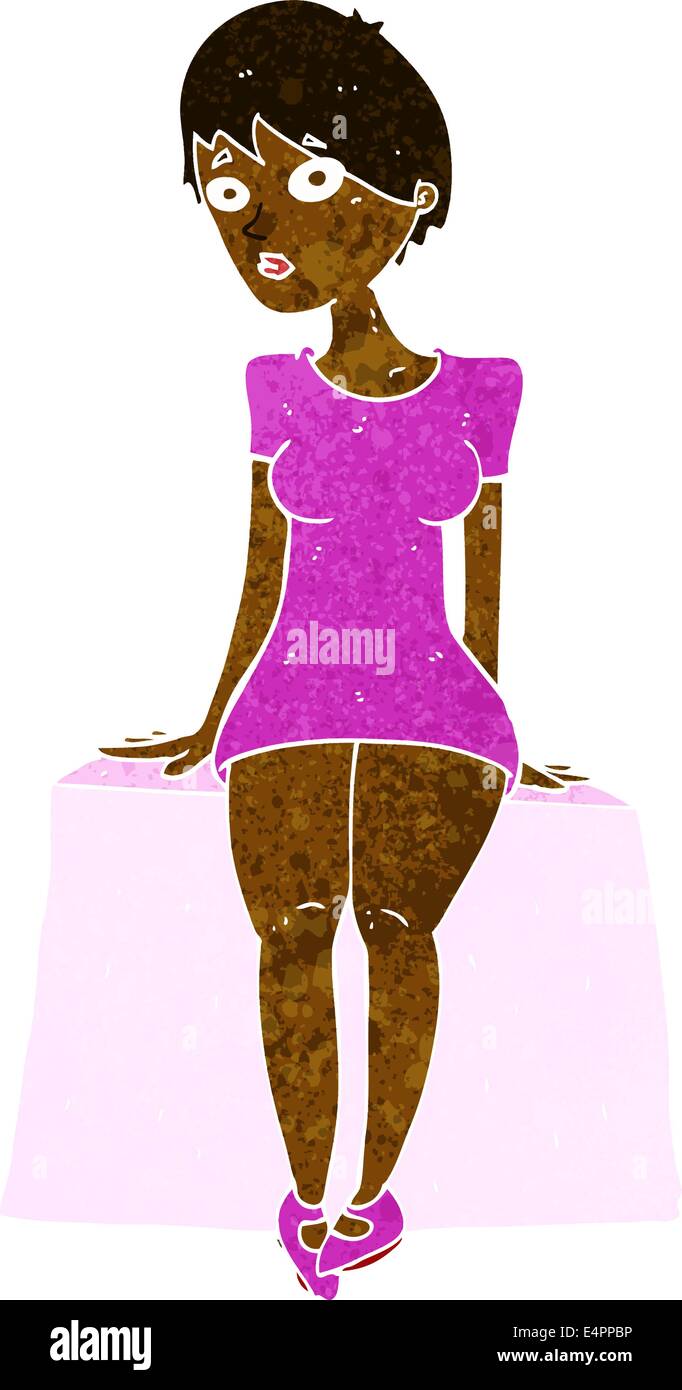 cartoon curious woman sitting Stock Vector Image & Art - Alamy