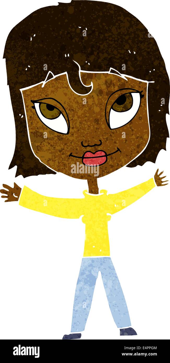 cartoon happy woman waving arms Stock Vector Image & Art - Alamy