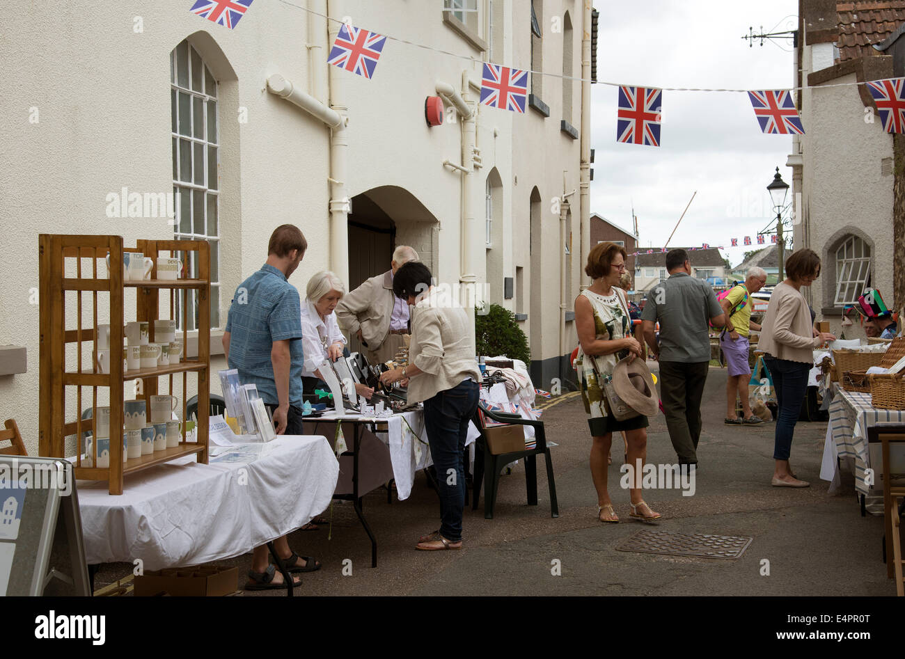 Street market at Topsham a small Devonshire town on the River Exe Devon ...