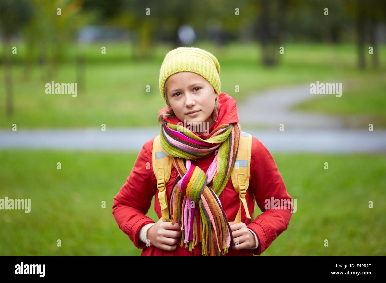 Portrait calm schoolgirl backpack hi-res stock photography and images ...
