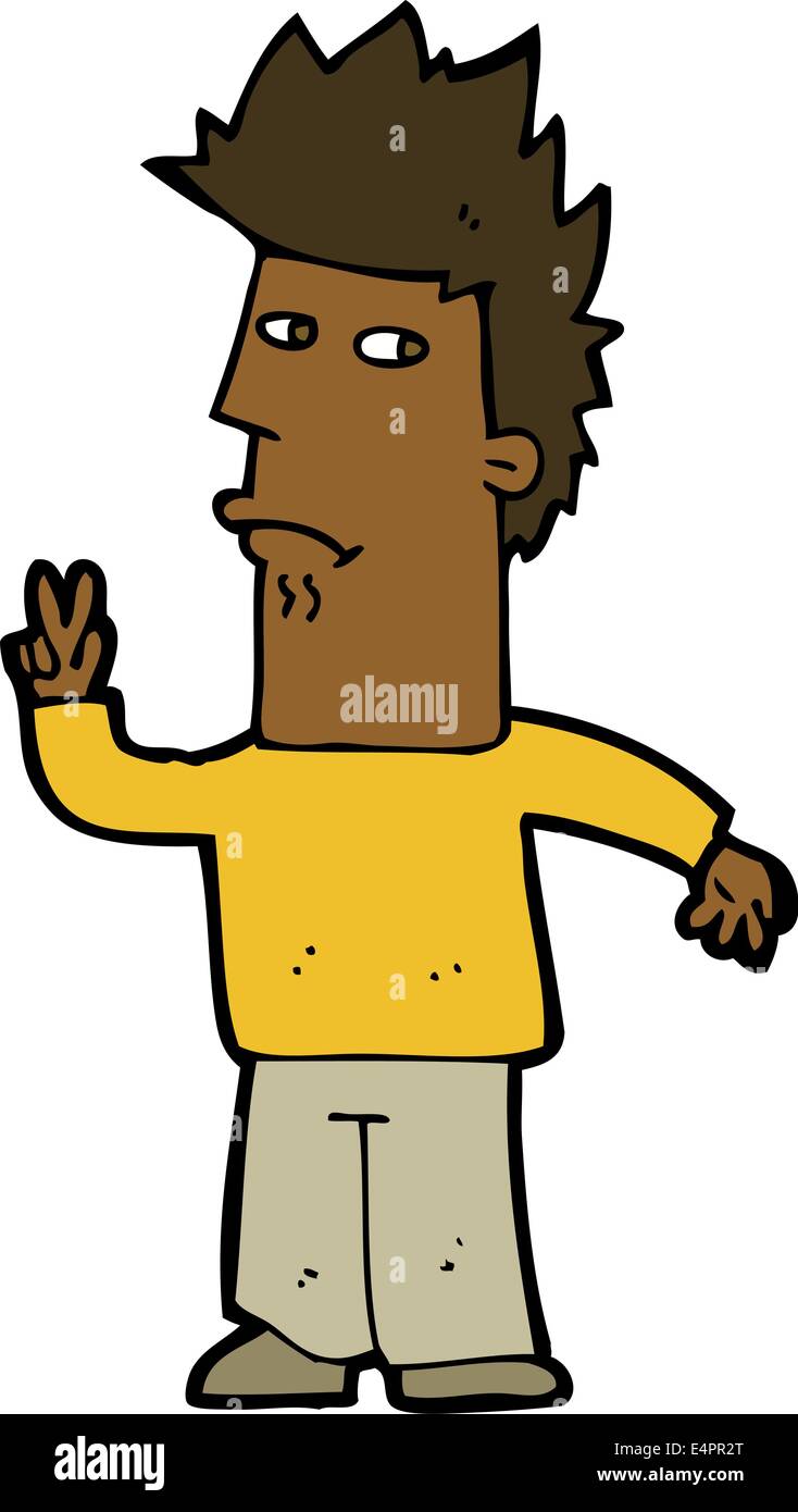 cartoon man giving peace sign Stock Vector Image & Art - Alamy
