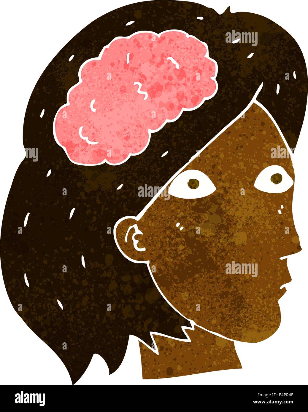 cartoon female head with brain symbol Stock Vector Image & Art - Alamy