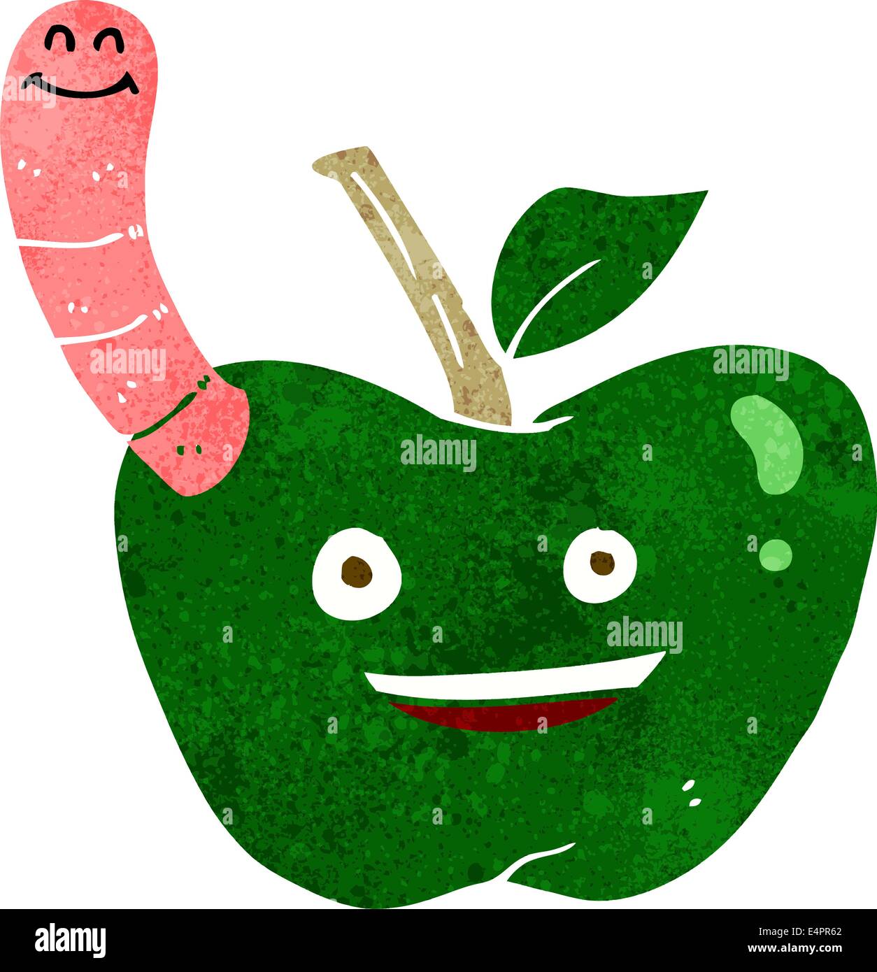 cartoon apple with worm Stock Vector Image & Art - Alamy