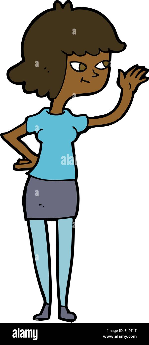 cartoon friendly girl waving Stock Vector Image & Art - Alamy