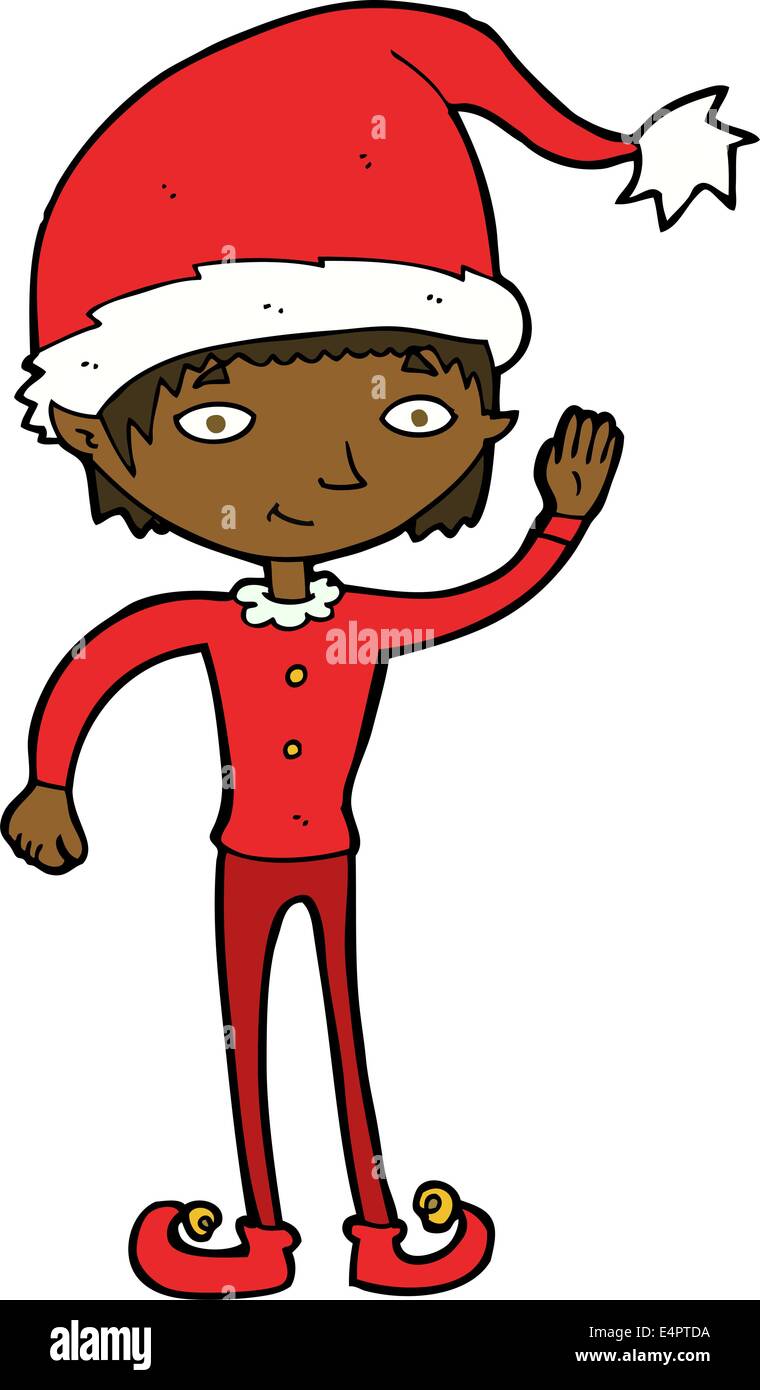 Cartoon waving christmas elf hi-res stock photography and images - Alamy