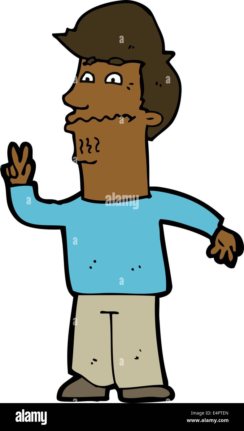 cartoon man giving peace sign Stock Vector Image & Art - Alamy