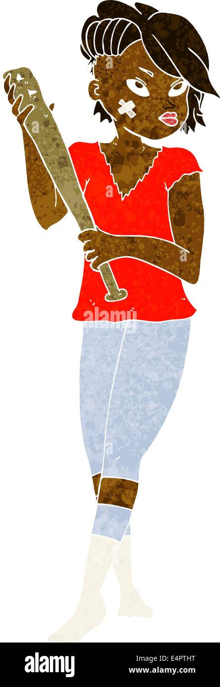 cartoon pretty punk girl with baseball bat Stock Vector Image & Art - Alamy