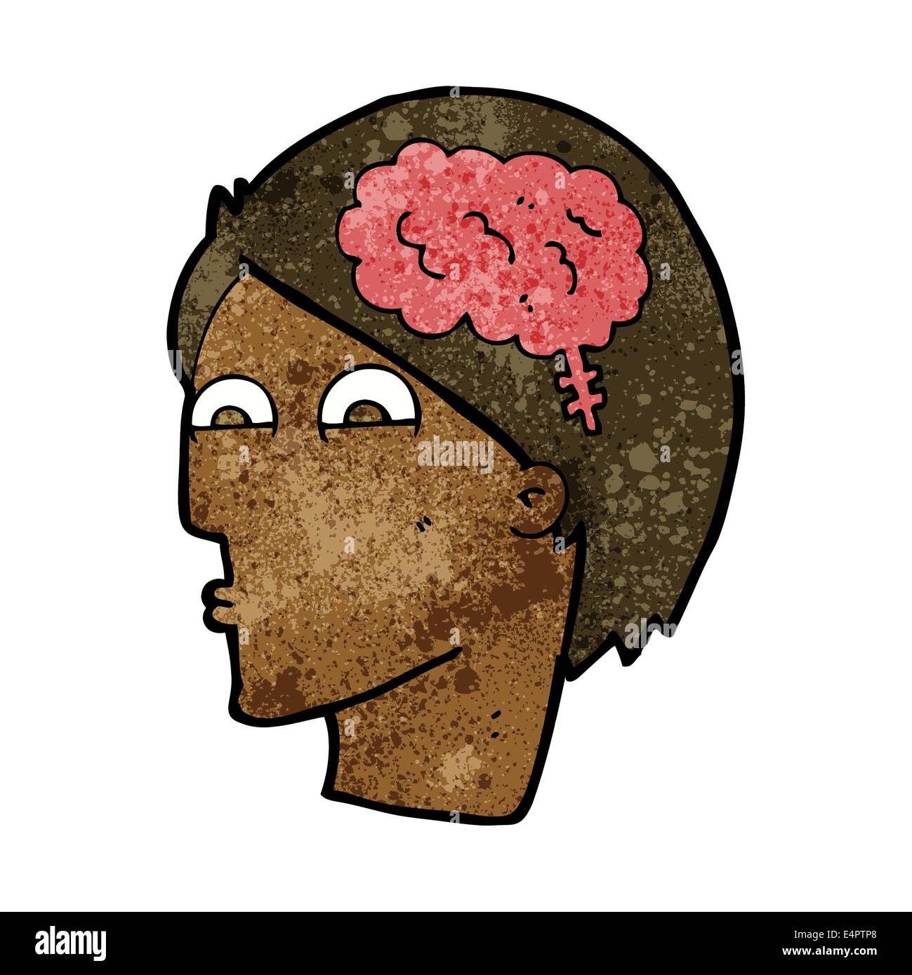 cartoon head with brain symbol Stock Vector Image & Art - Alamy