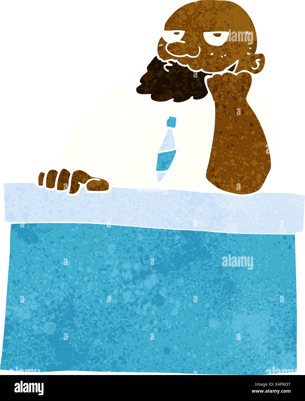 cartoon bored man at desk Stock Vector Image & Art - Alamy