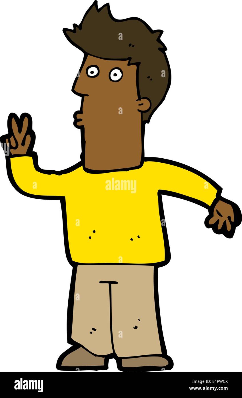 cartoon man giving peace sign Stock Vector Image & Art - Alamy