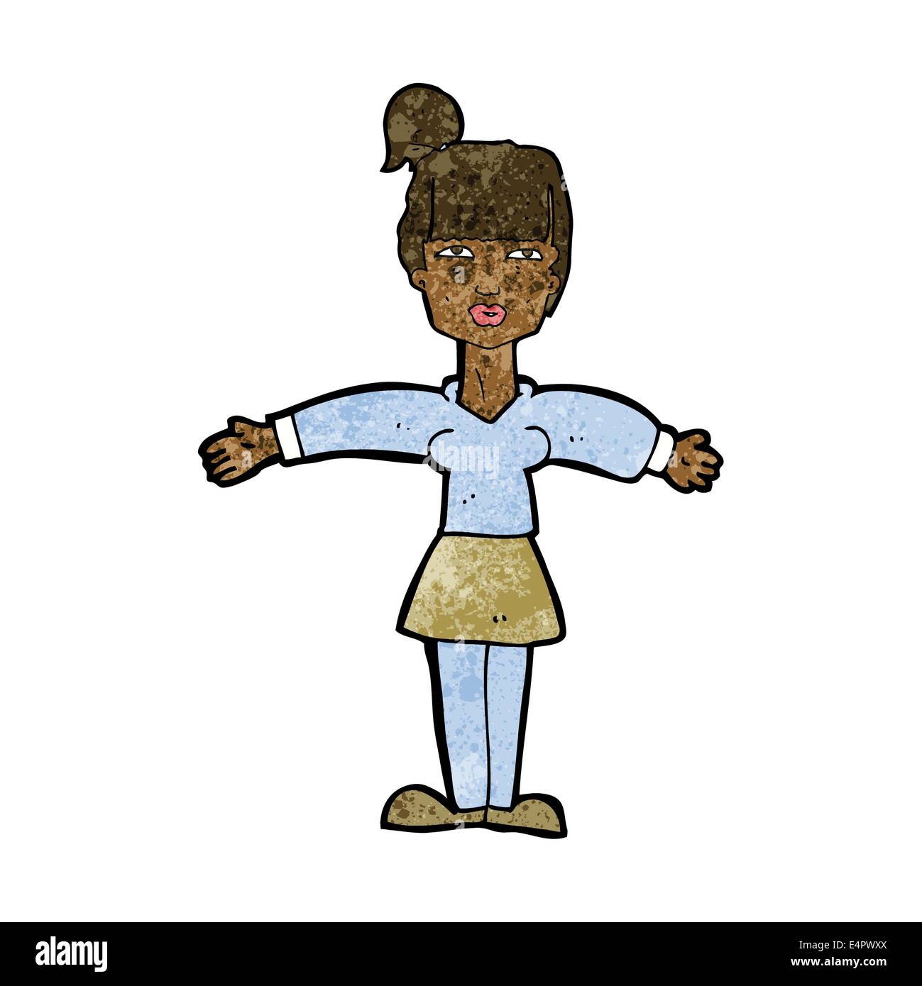 Cartoon woman shrugging shoulders Cut Out Stock Images & Pictures - Alamy