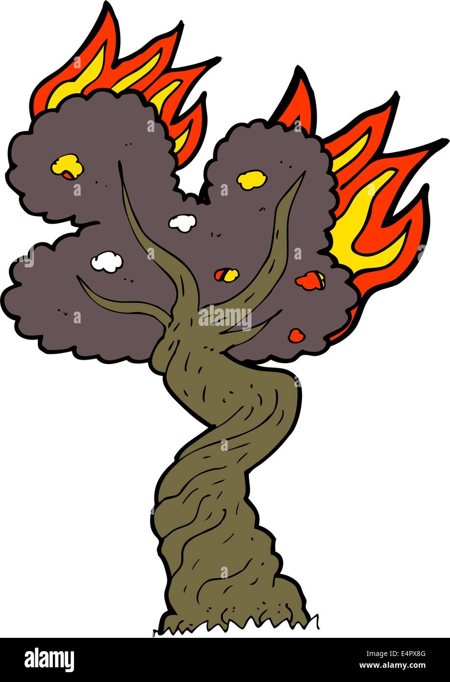 cartoon burning old tree Stock Vector Image & Art - Alamy