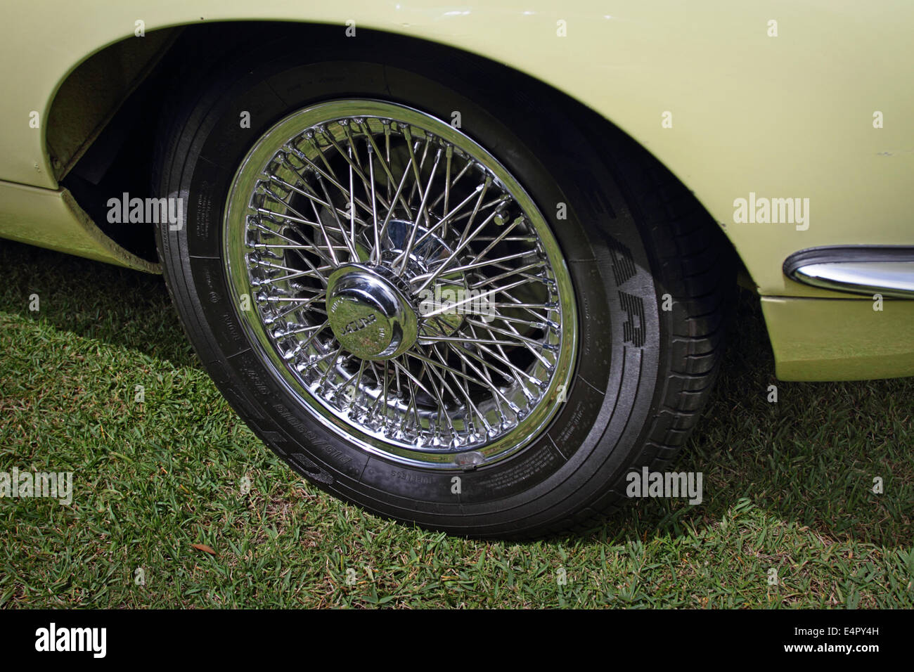 Vintage Jaguar wheel spokes detail Stock Photo - Alamy
