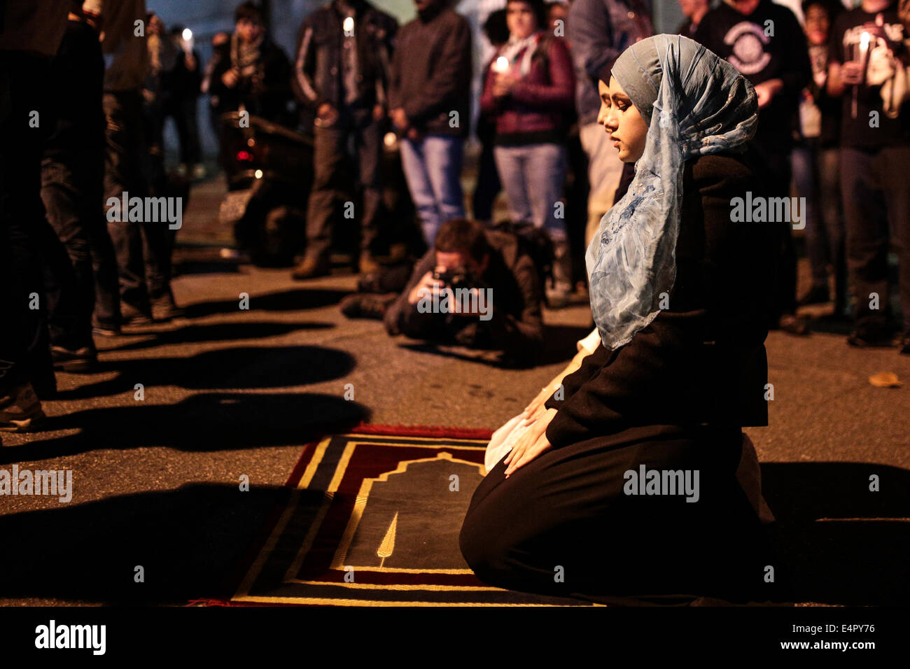 Sao Paulo, Brazil. 15th July, 2014. The Islam followers pray in the ...