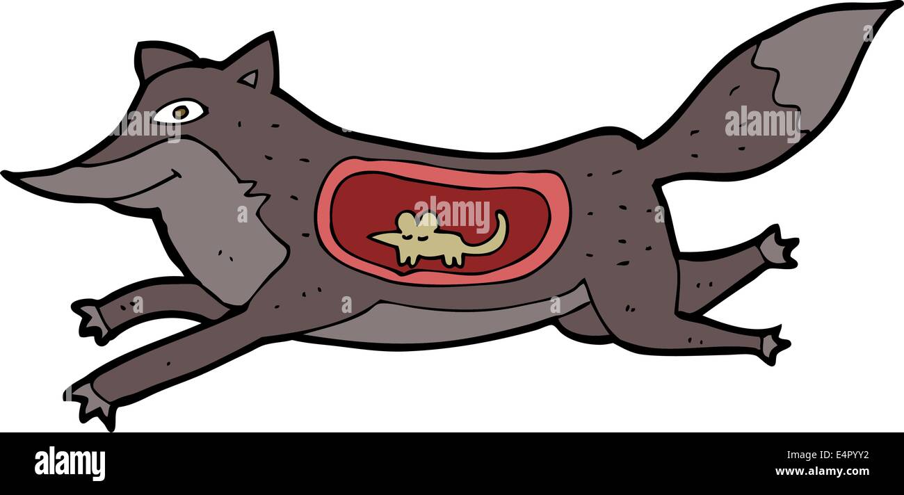 cartoon wolf with mouse in belly Stock Vector Image & Art - Alamy
