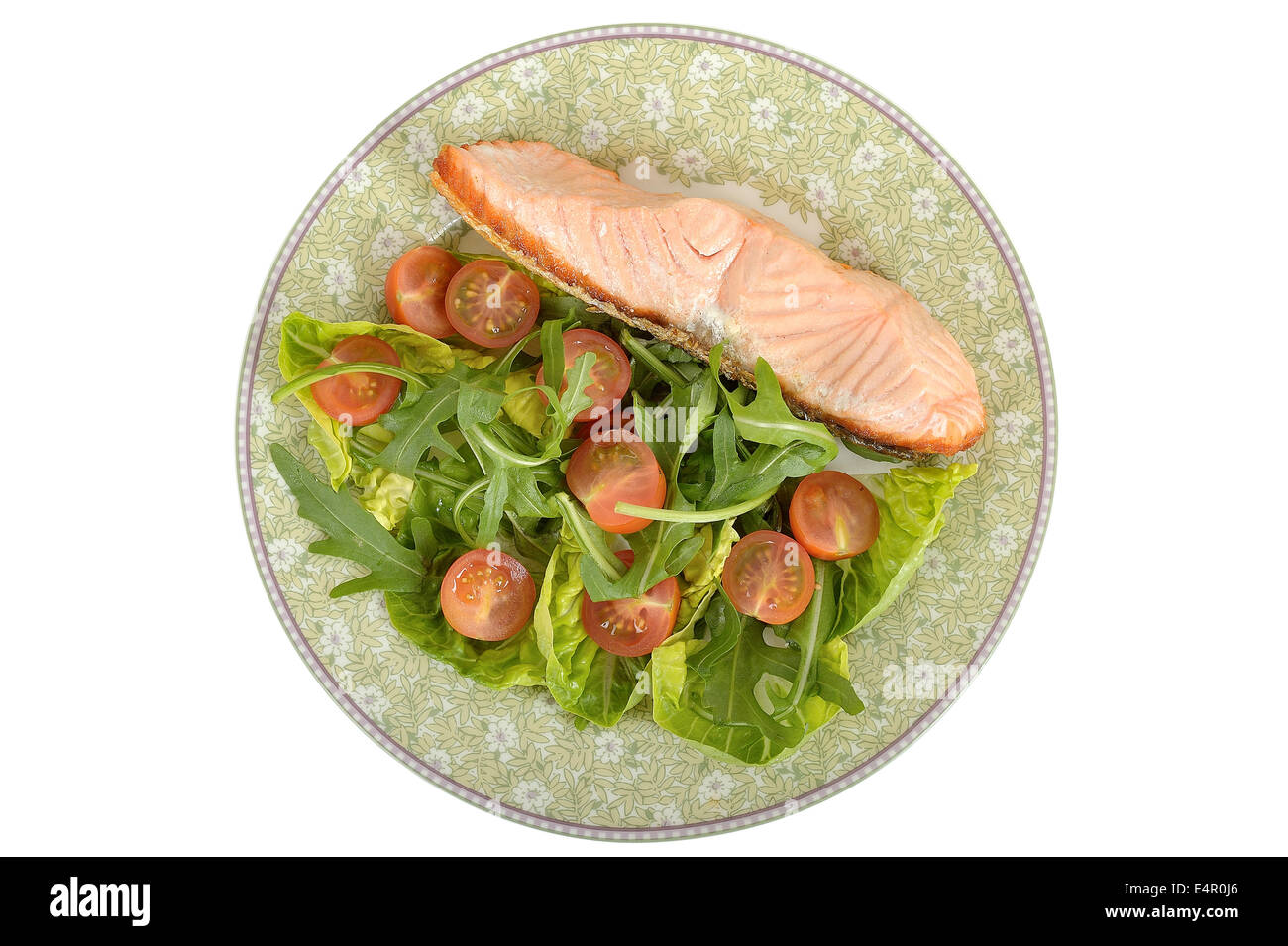 Fresh Poached Salmon Salad Stock Photo - Alamy