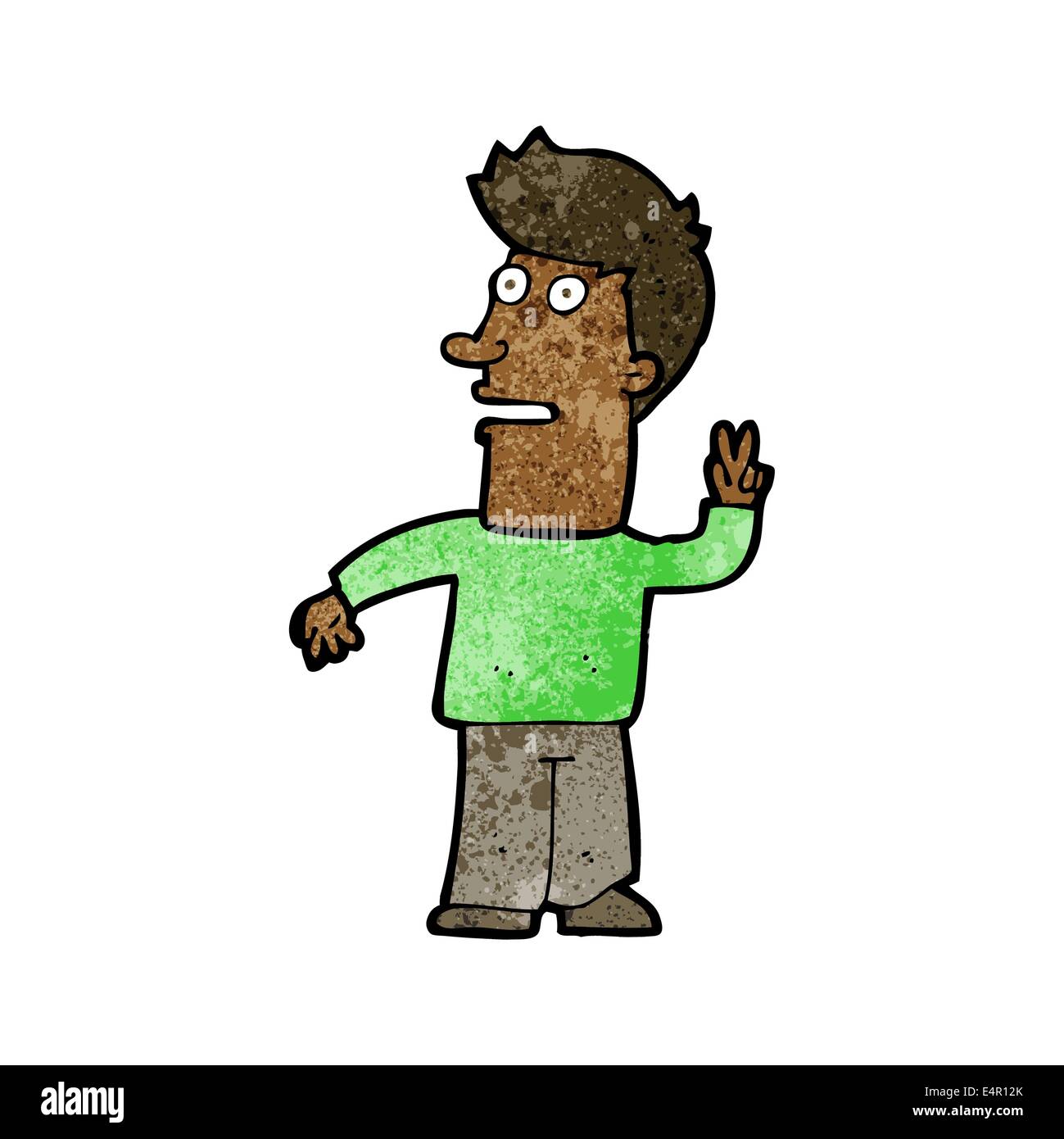 Cartoon man making peace sign hi-res stock photography and images - Alamy
