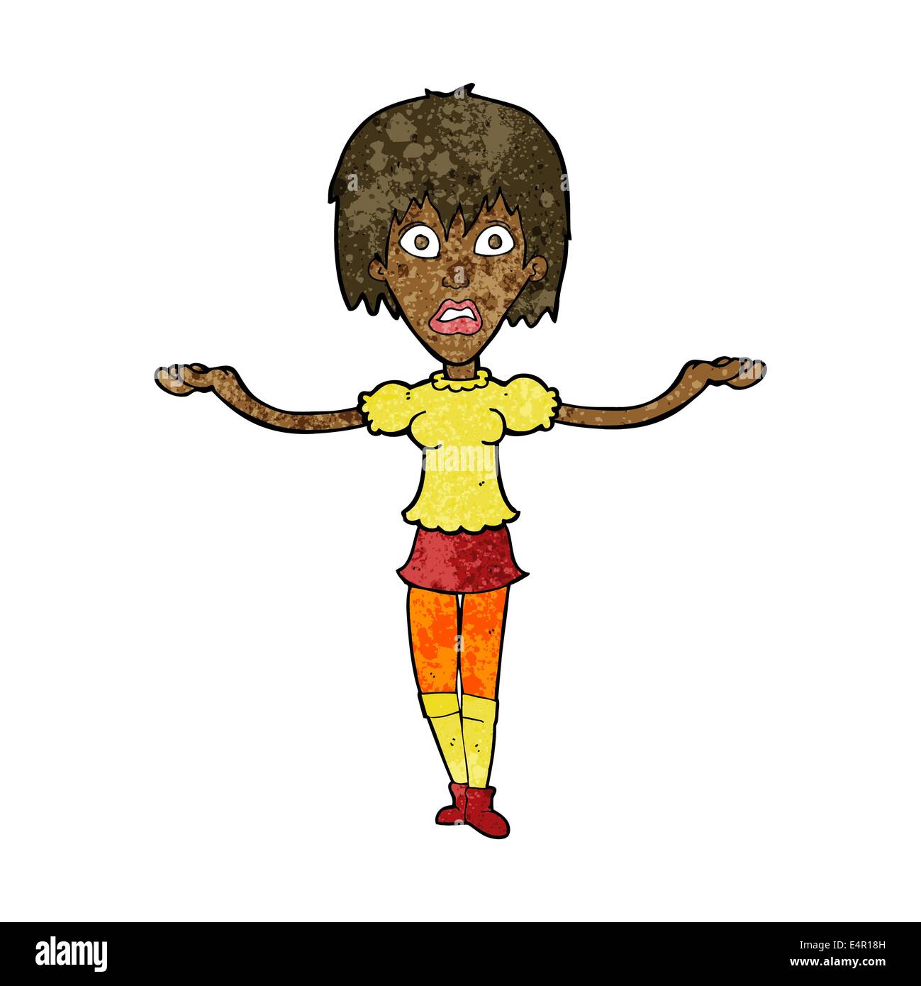 Cartoon woman shrugging shoulders Cut Out Stock Images & Pictures - Alamy