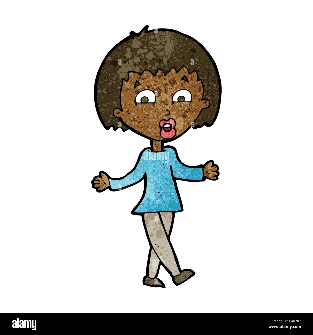 Cartoon woman shrugging shoulders Cut Out Stock Images & Pictures - Alamy