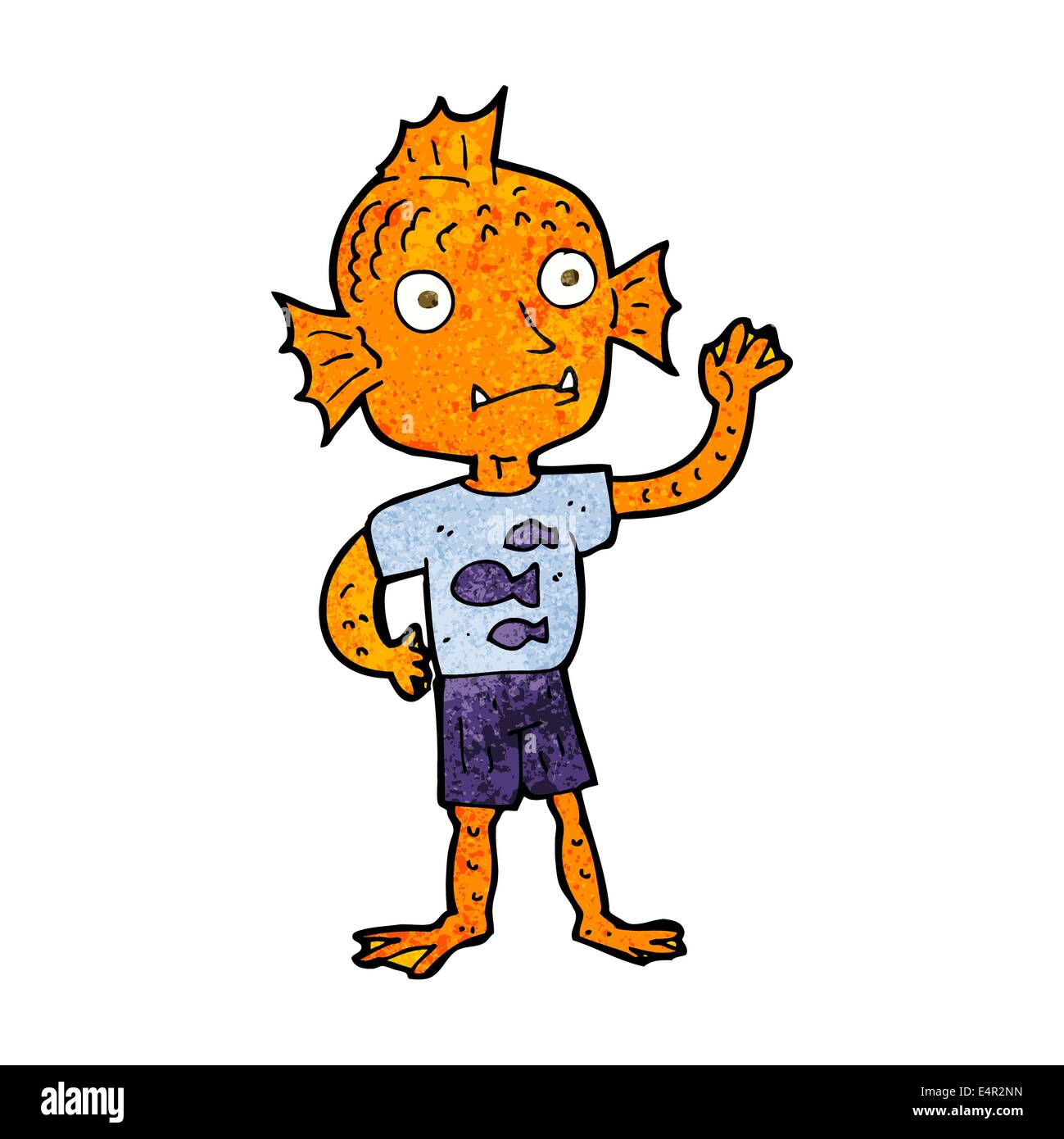 Cartoon waving fish boy hi-res stock photography and images - Alamy