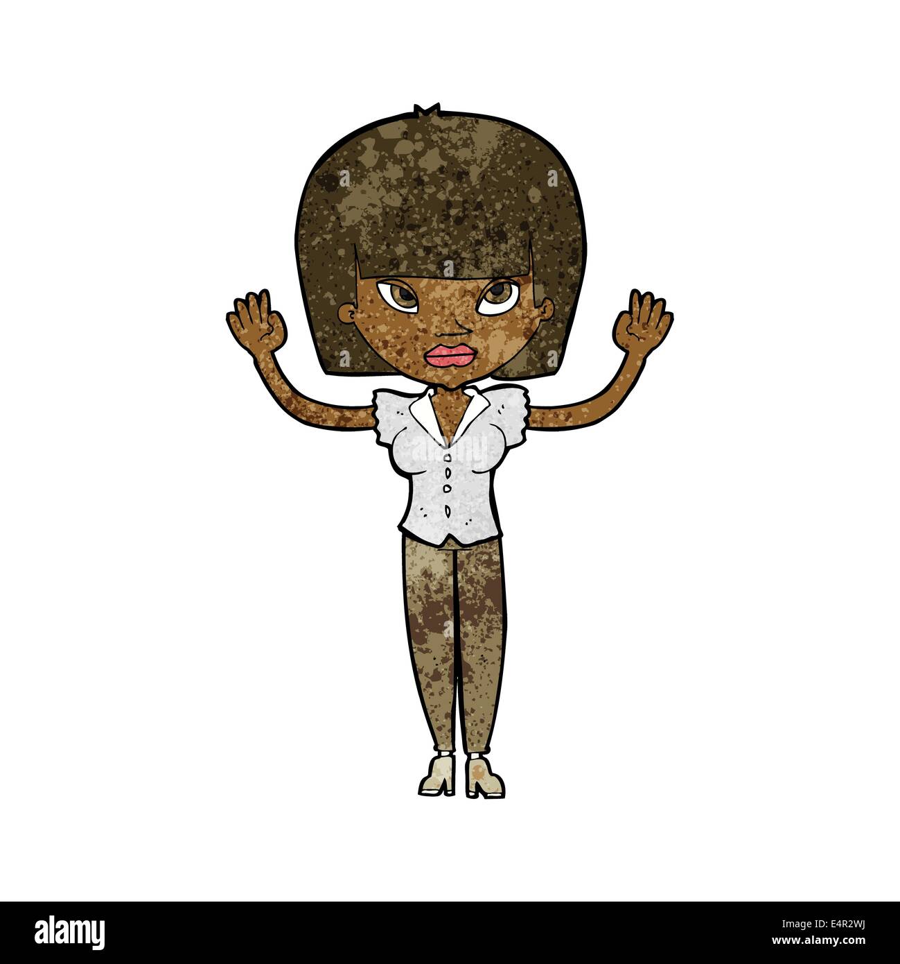 cartoon woman with raised hands Stock Vector Image & Art - Alamy