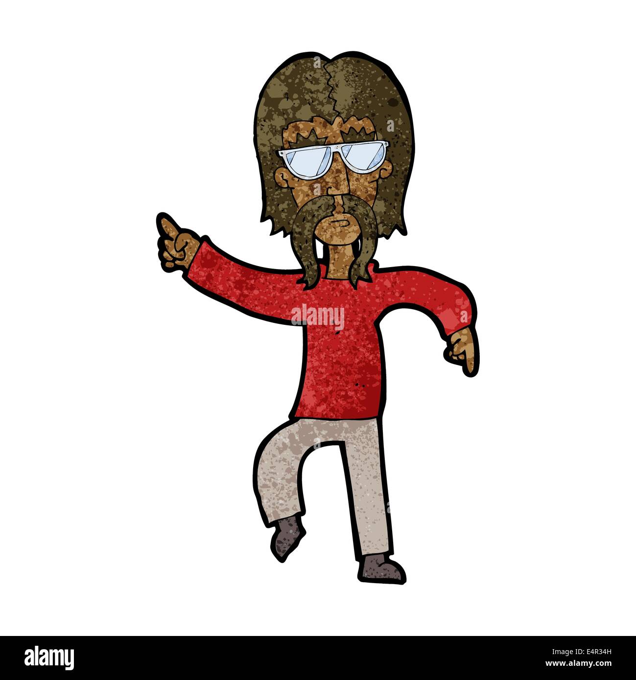 Cartoon hippie man wearing glasses Cut Out Stock Images & Pictures - Alamy