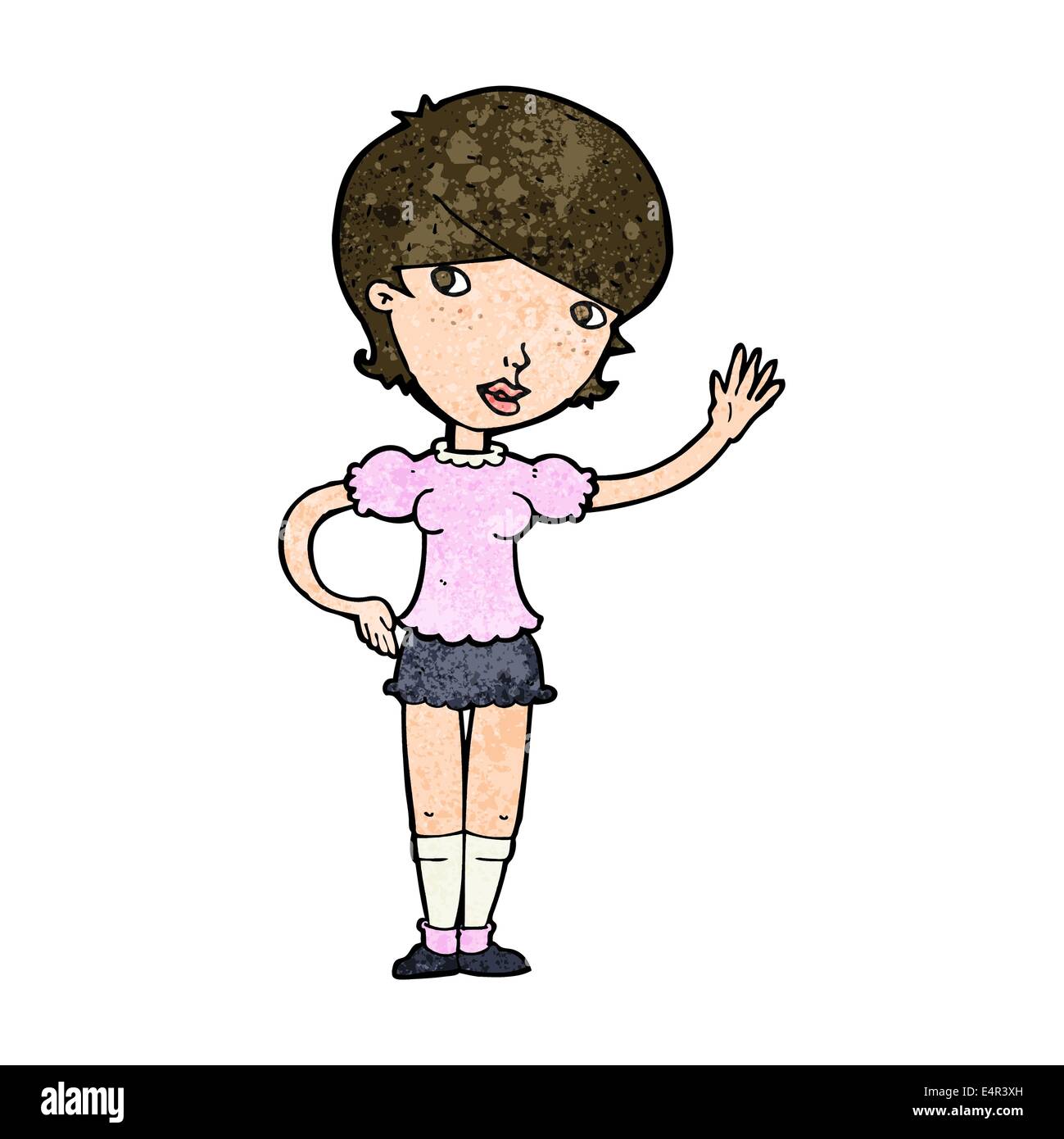 cartoon girl waving Stock Vector Image & Art - Alamy