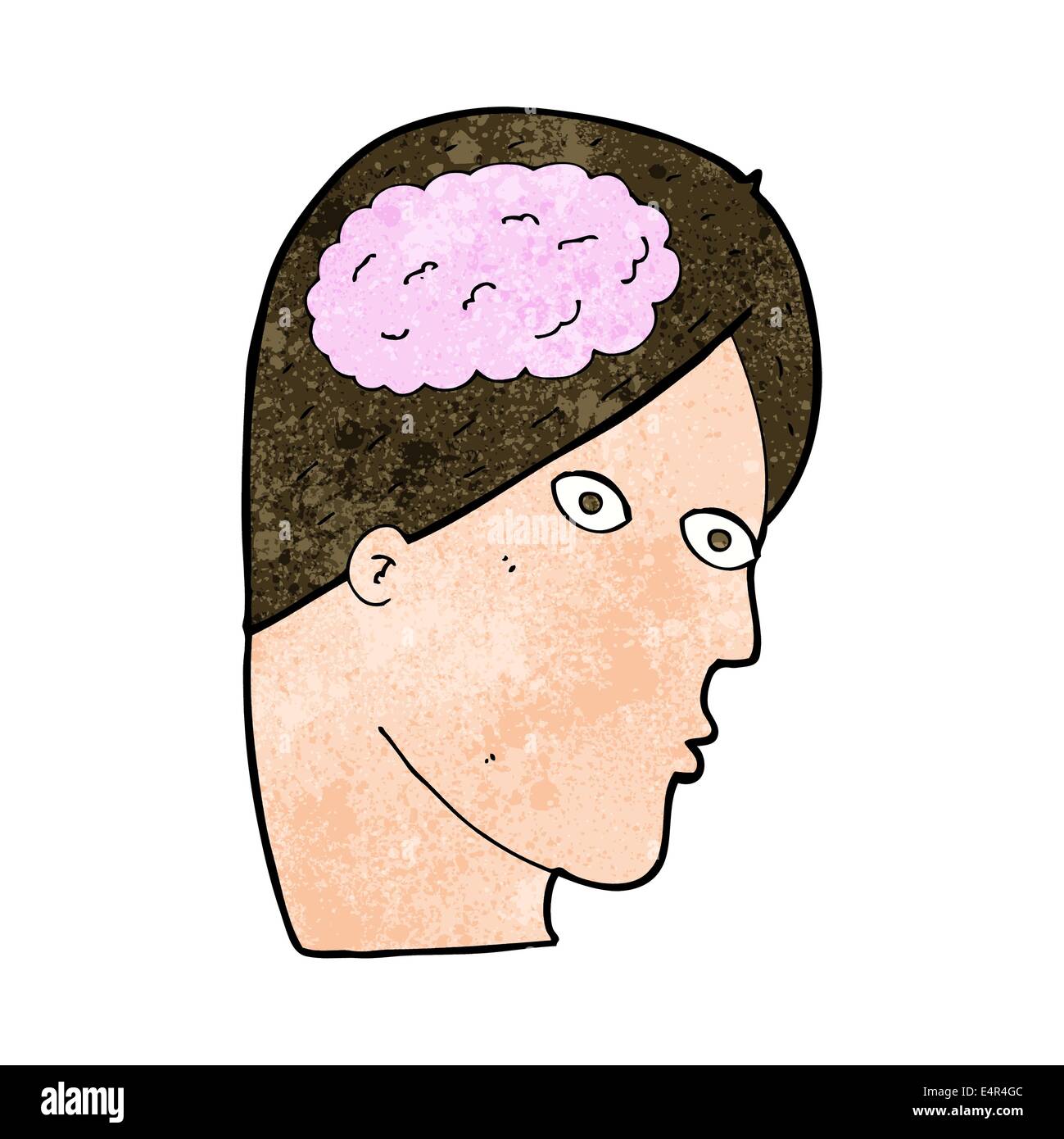 cartoon head with brain symbol Stock Vector Image & Art - Alamy