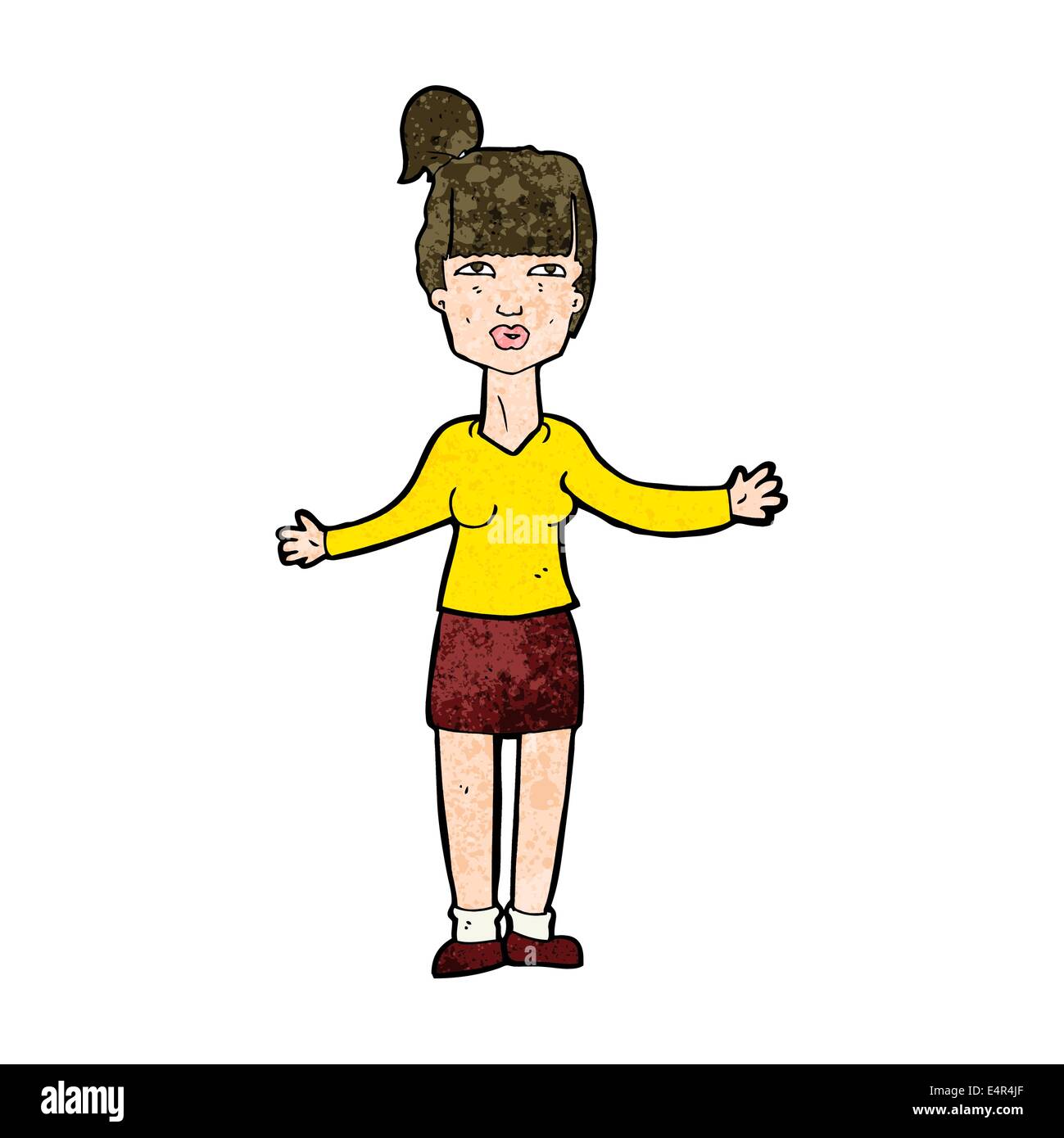 Cartoon woman shrugging shoulders Cut Out Stock Images & Pictures - Alamy