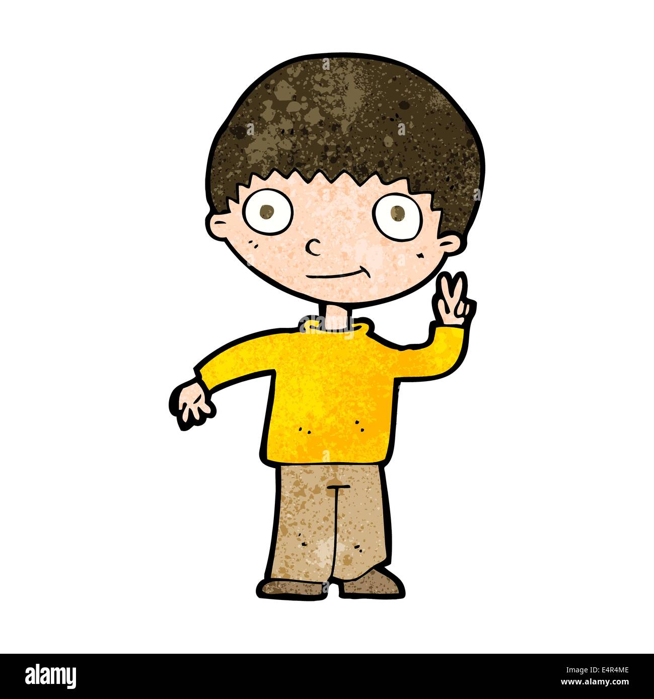 cartoon boy giving peace sign Stock Vector Image & Art - Alamy