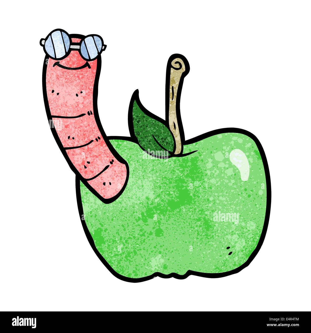 cartoon apple with worm Stock Vector Image & Art - Alamy