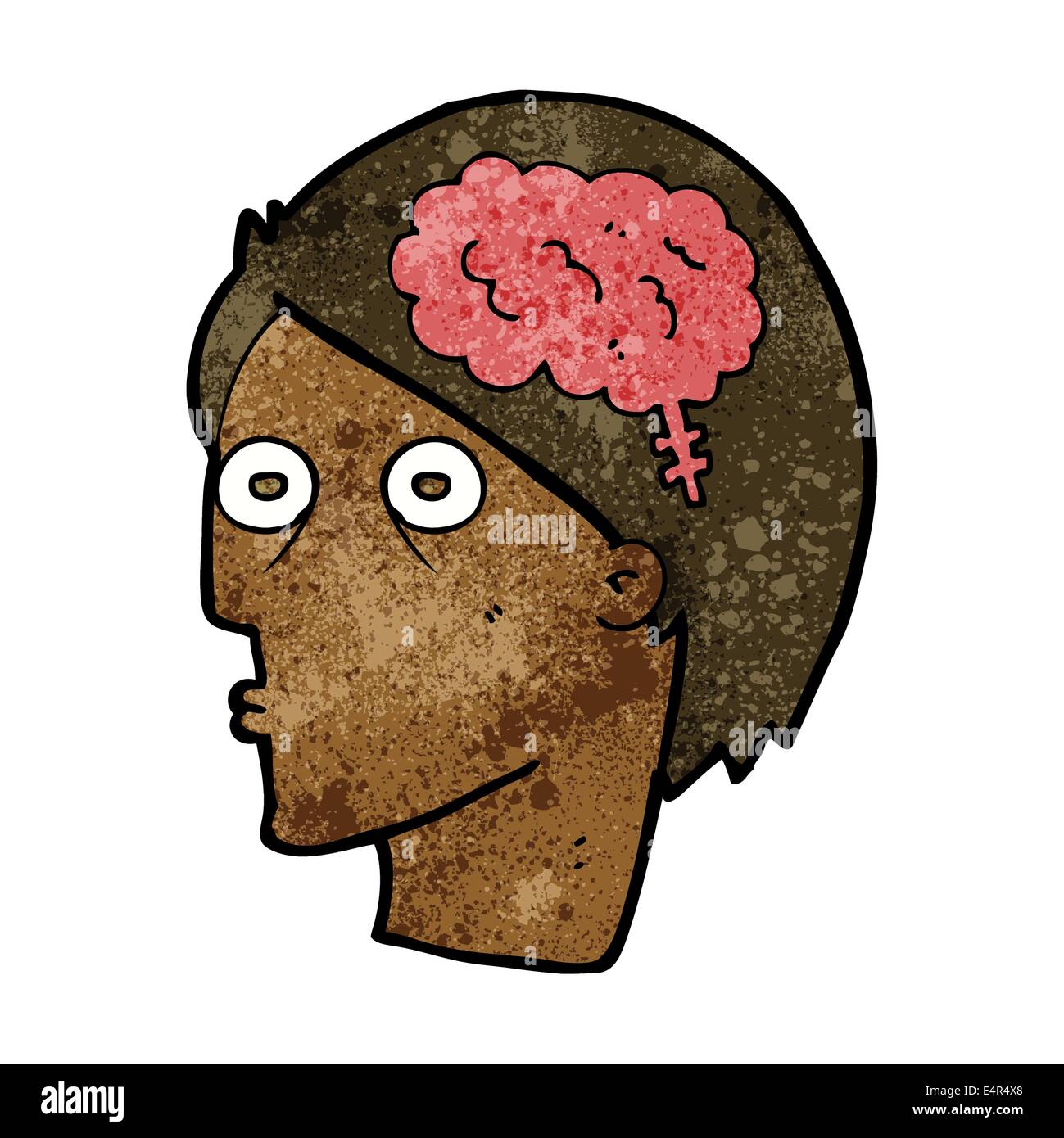 cartoon head with brain symbol Stock Vector Image & Art - Alamy