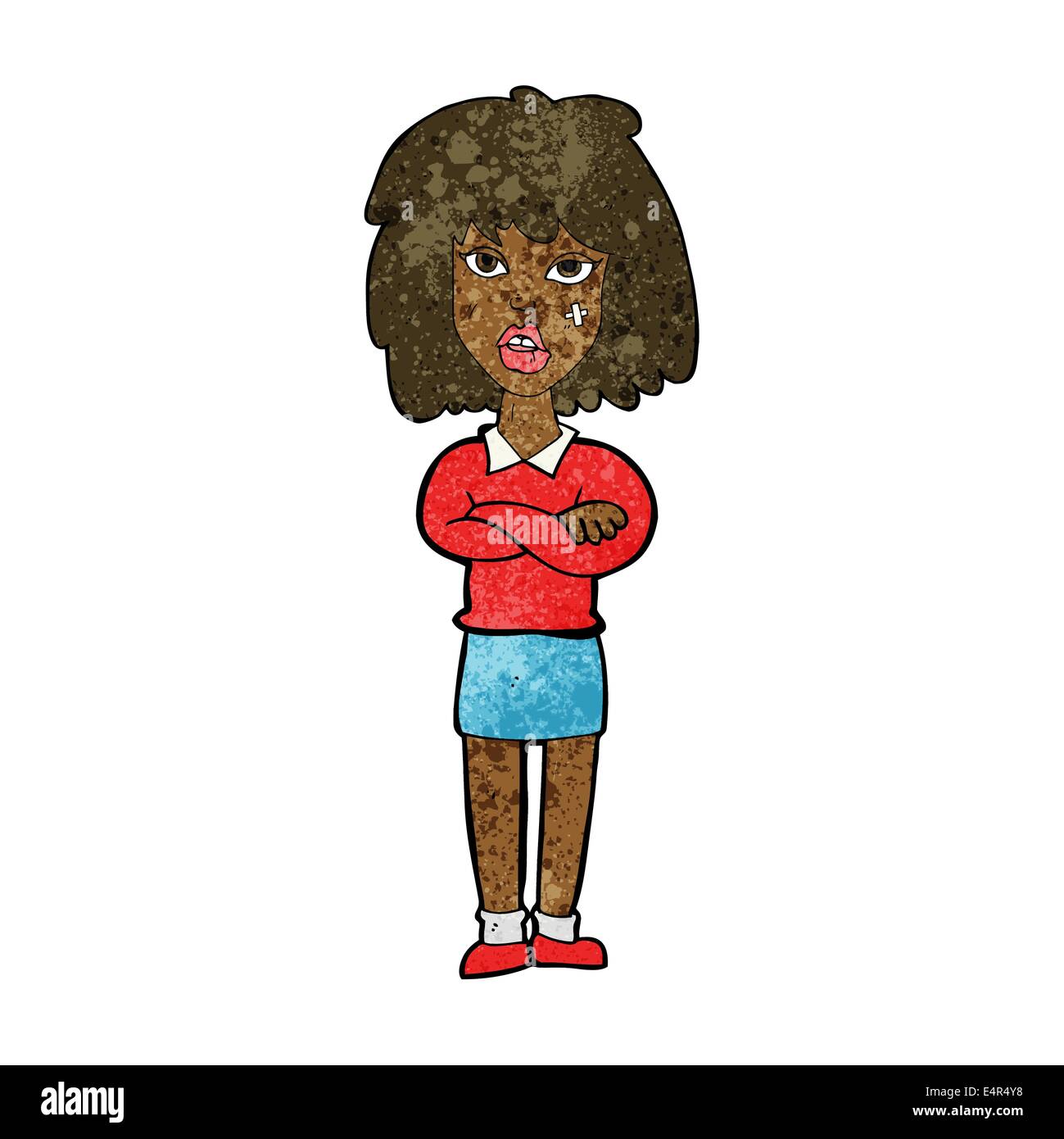 cartoon tough woman with folded arms Stock Vector Image & Art - Alamy