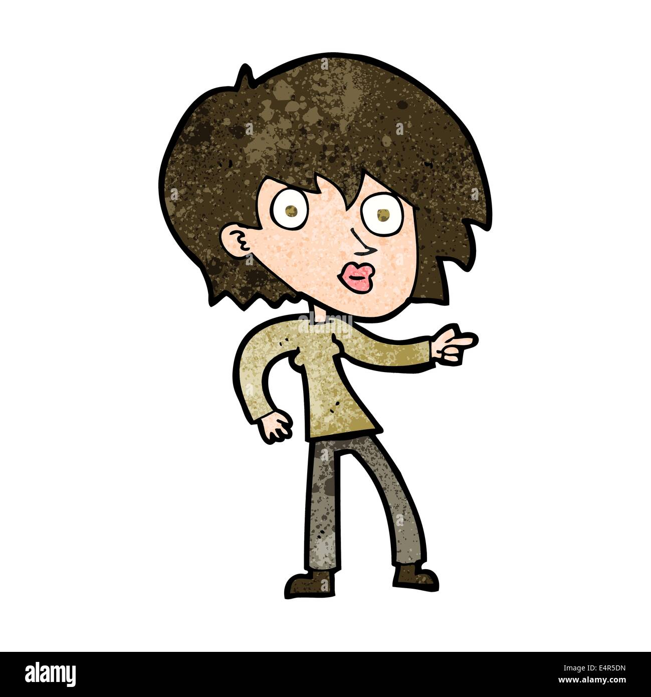 Retro woman pointing clip art Cut Out Stock Images & Pictures - Alamy
