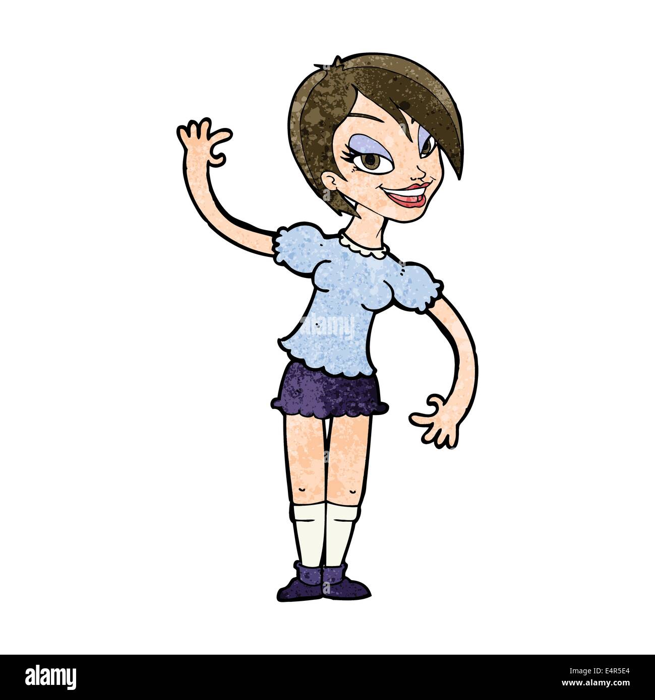 cartoon girl waving Stock Vector Image & Art - Alamy