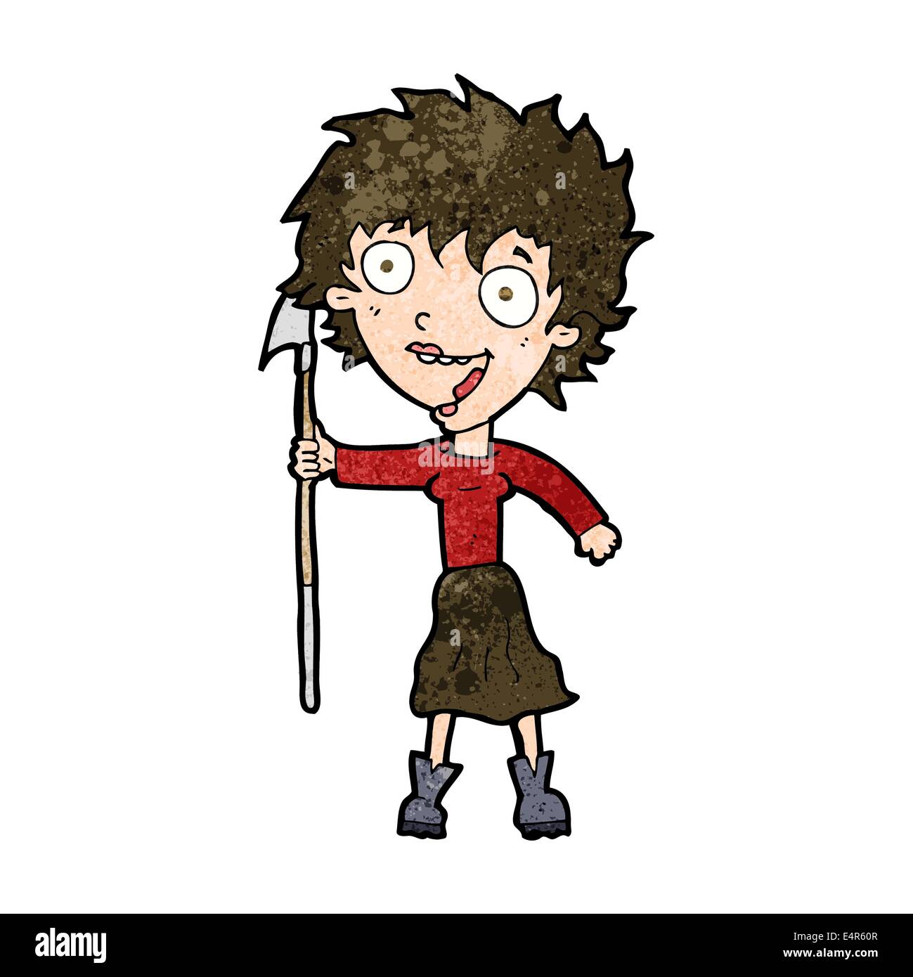 cartoon crazy woman with spear Stock Vector Image & Art - Alamy