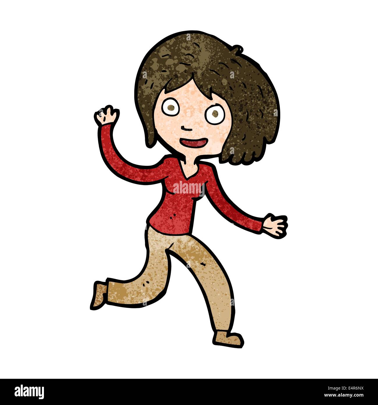 cartoon happy waving girl Stock Vector Image & Art - Alamy