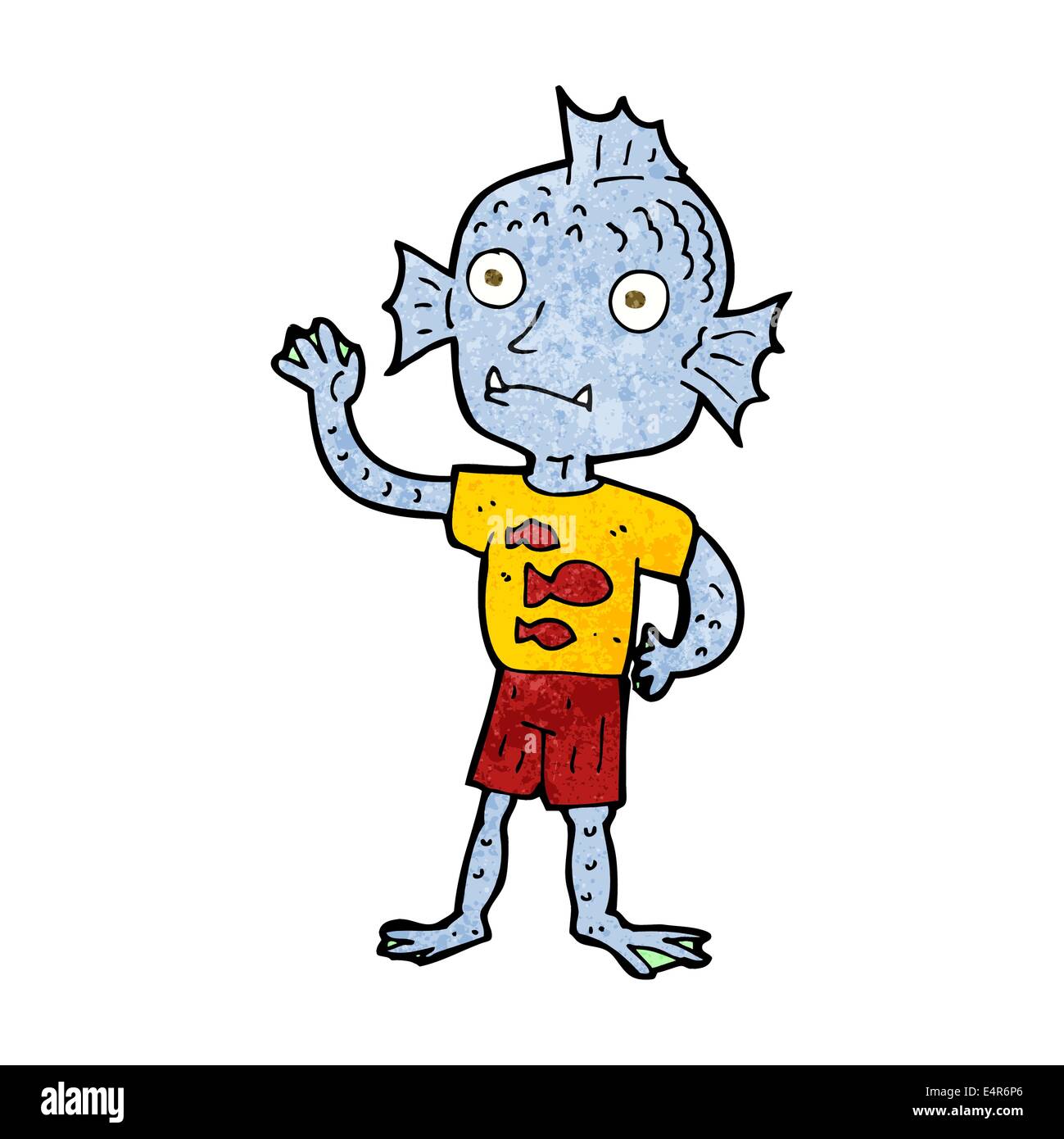 Cartoon waving fish boy hi-res stock photography and images - Alamy