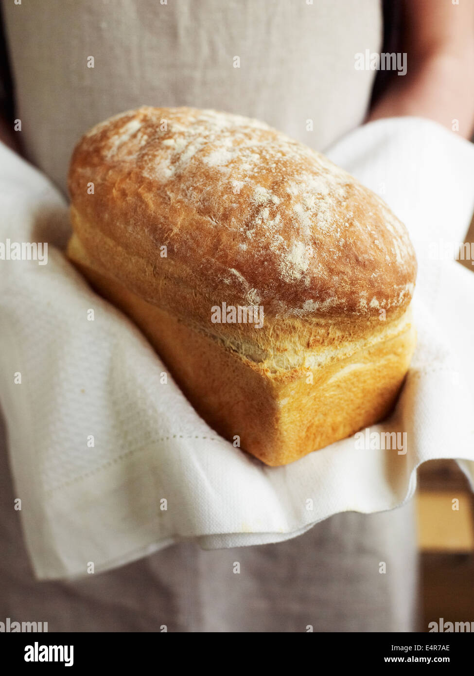 Freshly baked tin loaf Stock Photo - Alamy