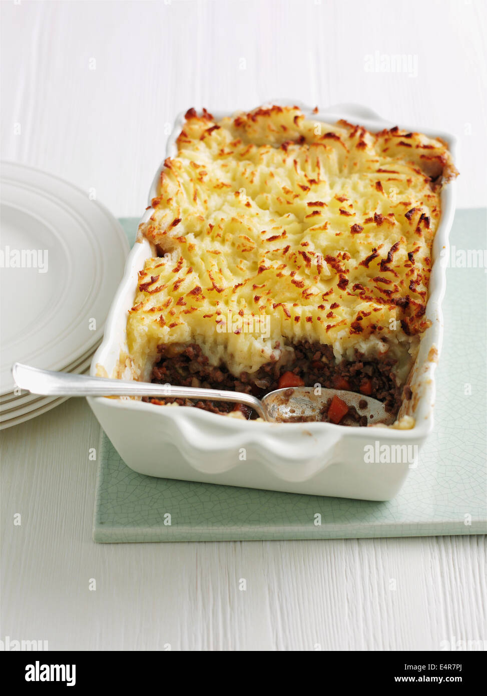 Cottage pie, minced beef with mash topping Stock Photo - Alamy