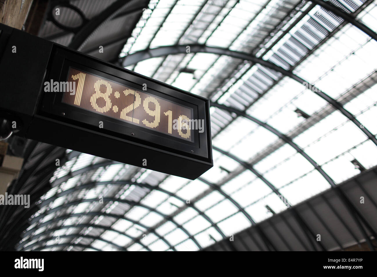 Departure boards at London's King's Cross Railway Station Stock Photo ...