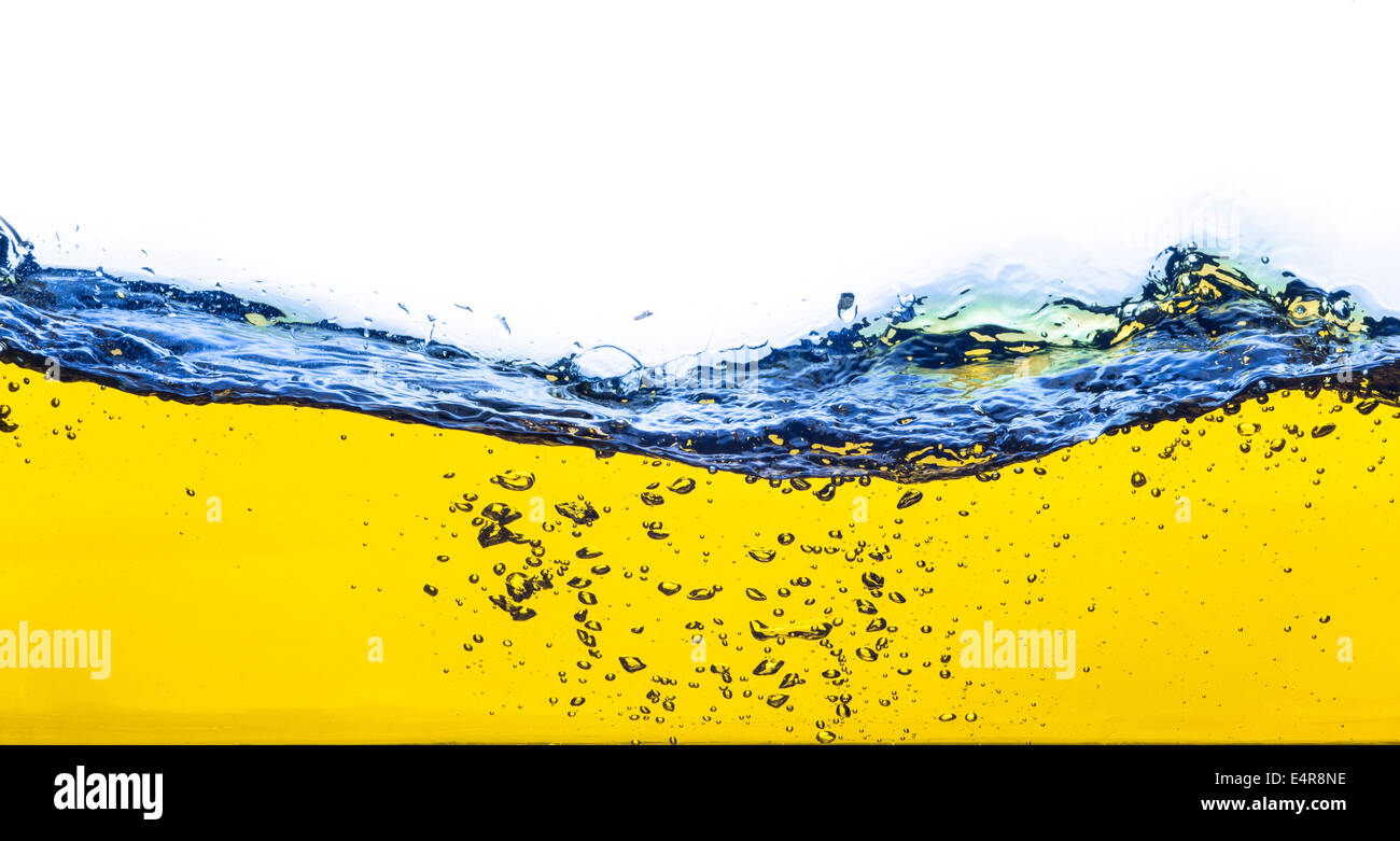 abstract image of a yellow liquid spilled. On a white background Stock ...