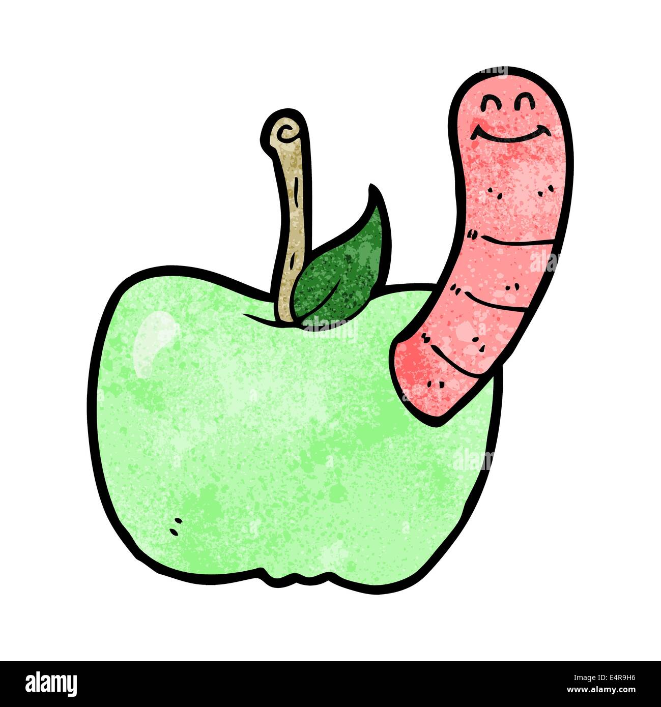 cartoon apple with worm Stock Vector Image & Art - Alamy