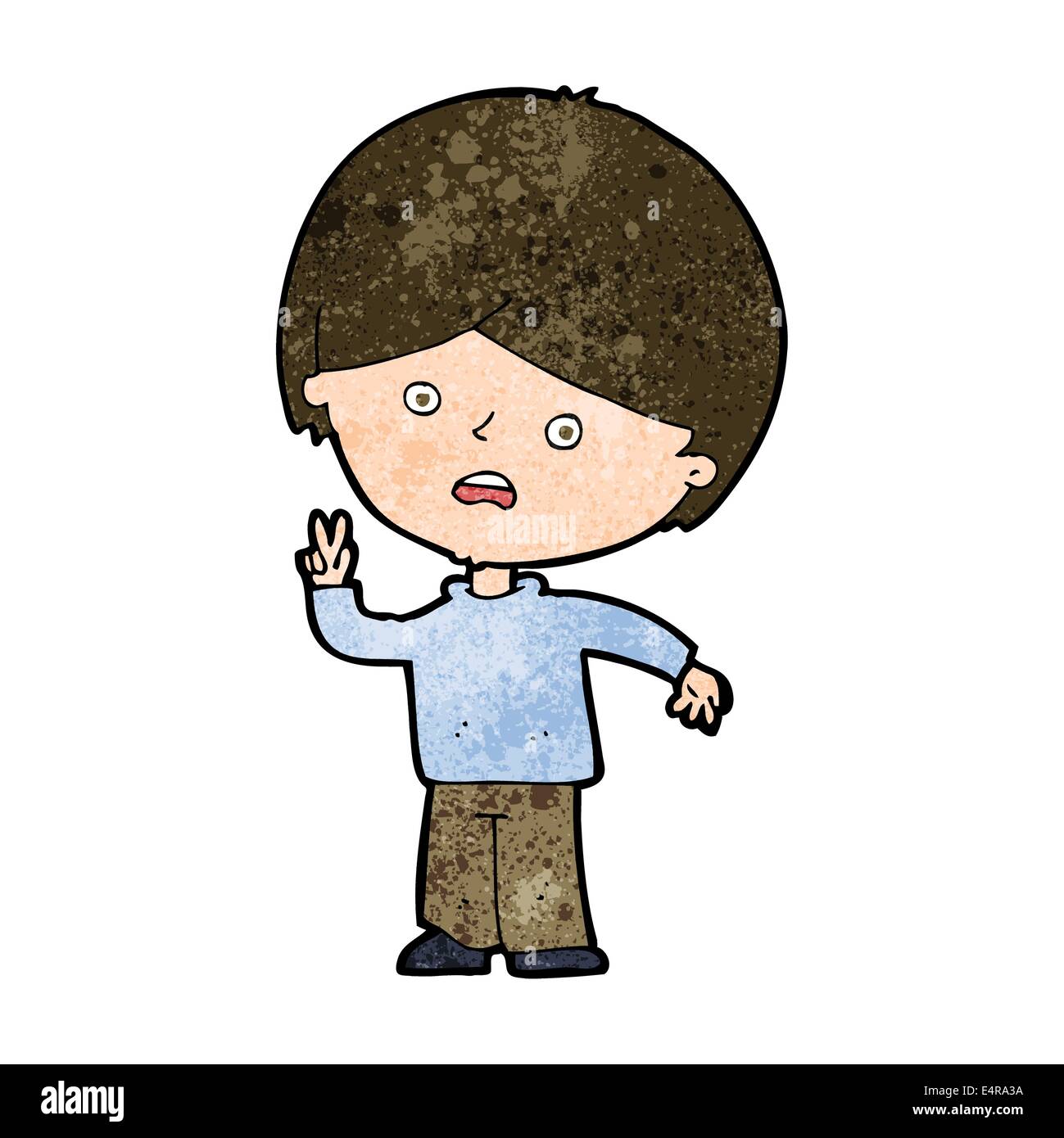 cartoon unhappy boy giving peace sign Stock Vector Image & Art - Alamy