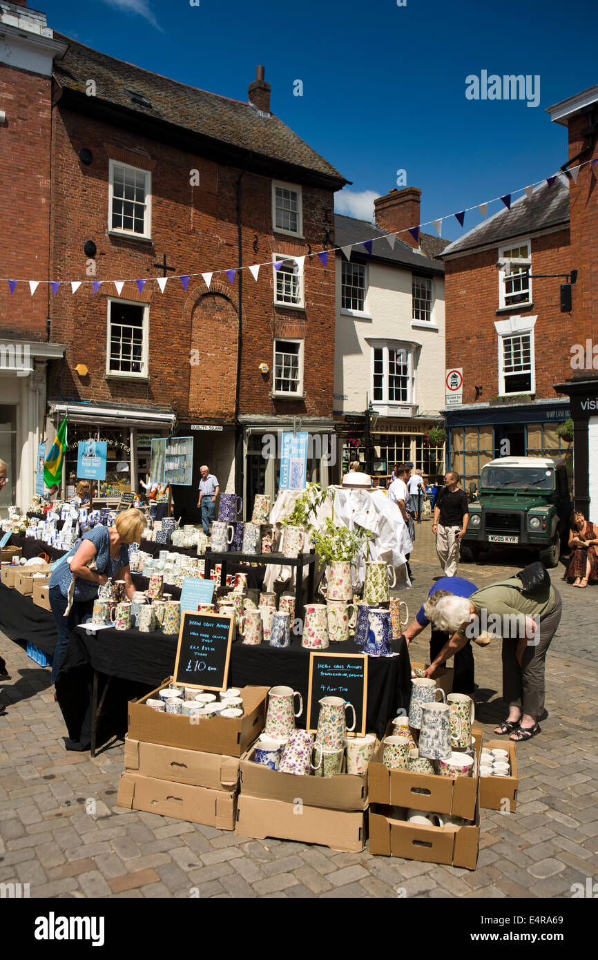 UK, England, Shropshire, Ludlow, Castle Square, open air market ...